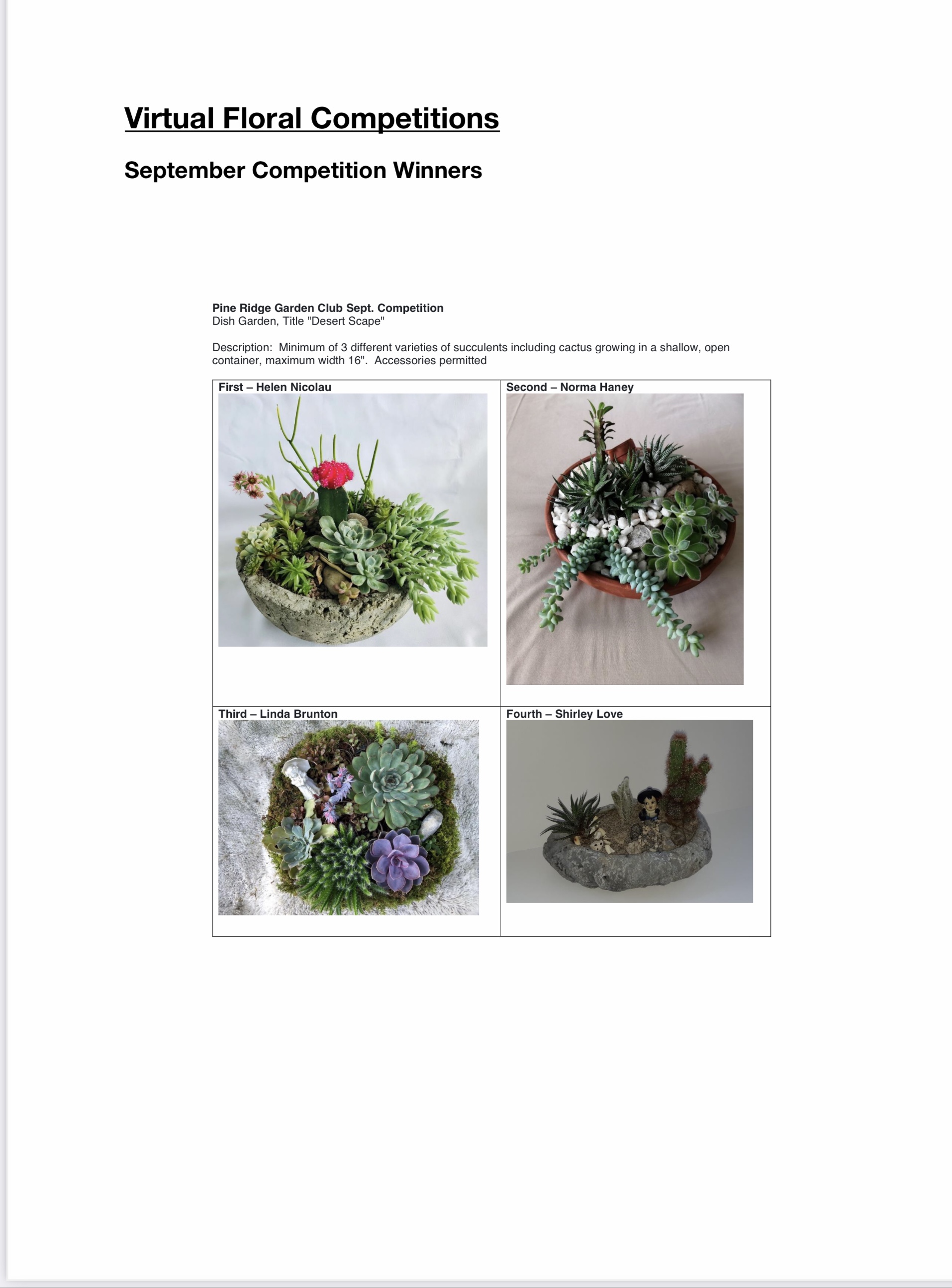 Floral Competitions – pine ridge garden club